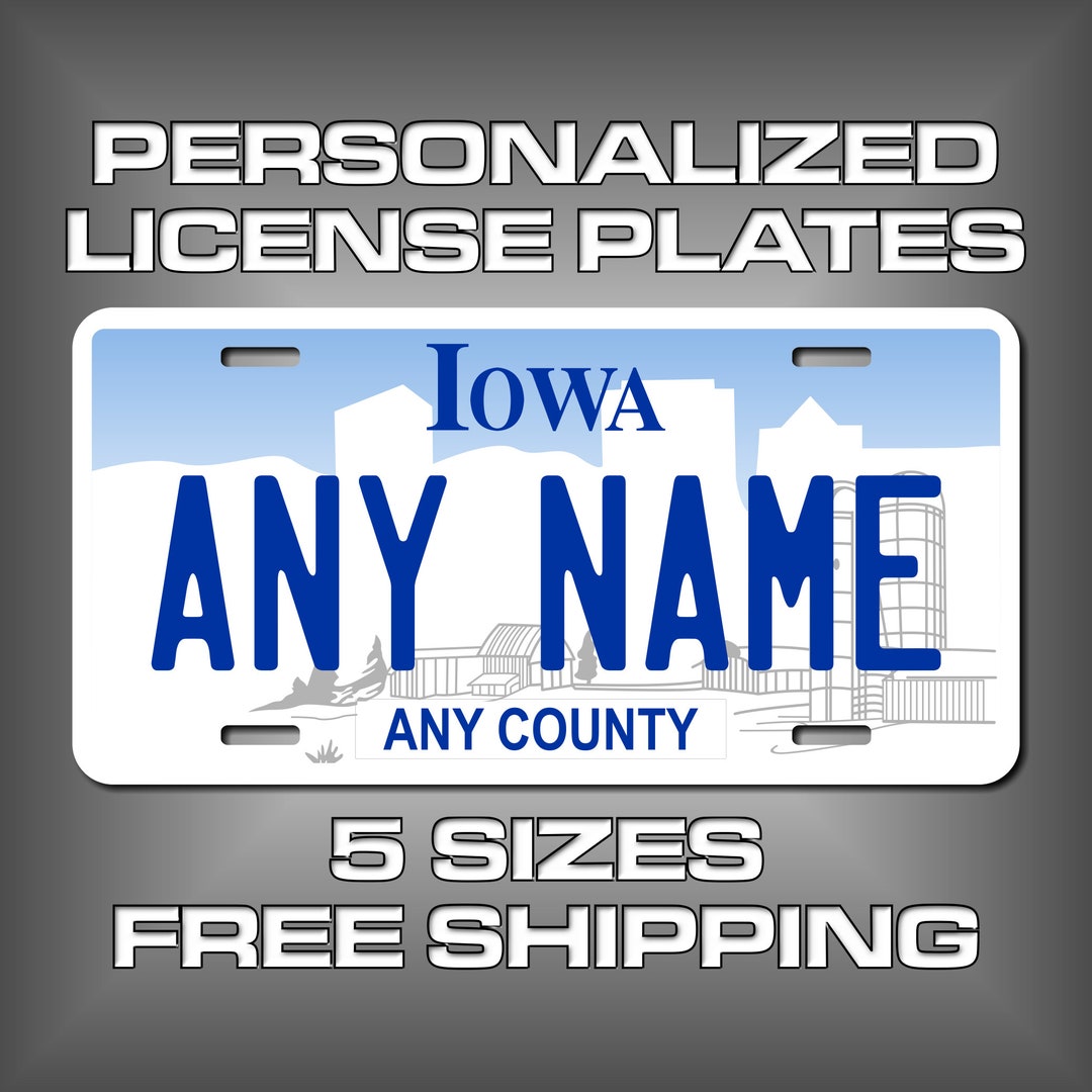 Personalized Iowa Souvenir License Plates - 5 Sizes for Toy Cars ...