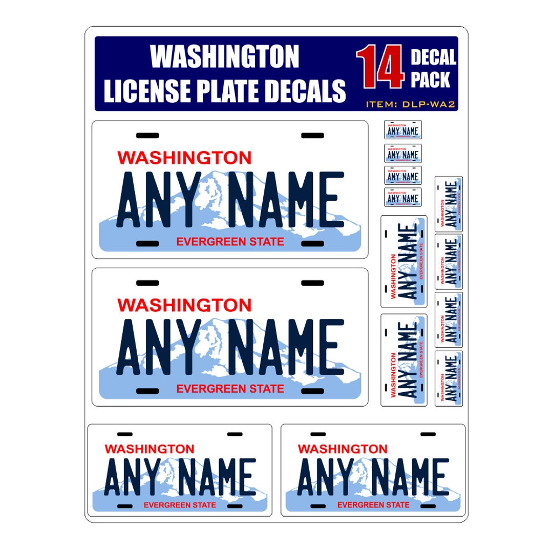 Personalized Washington License Plate Decals - Stickers Version 2 ...