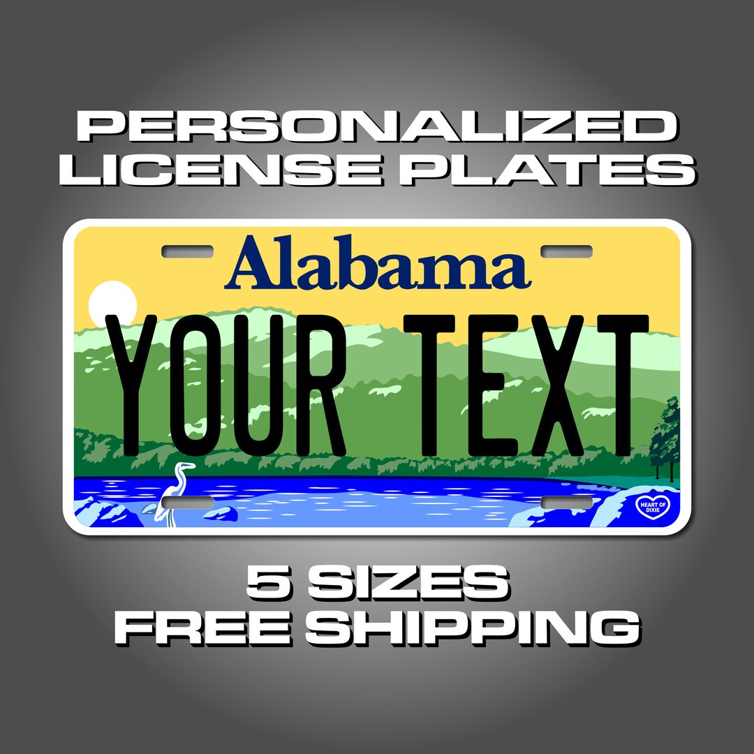 Personalized Alabama Novelty License Plates - 5 Sizes for Toy Cars ...