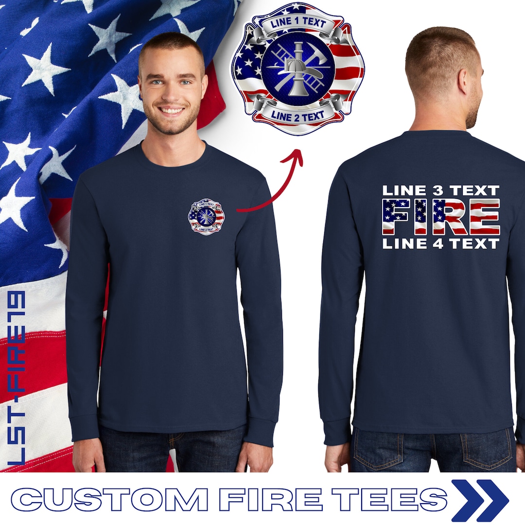 Personalized Fire Department Long Sleeve T-shirt - Your Department ...
