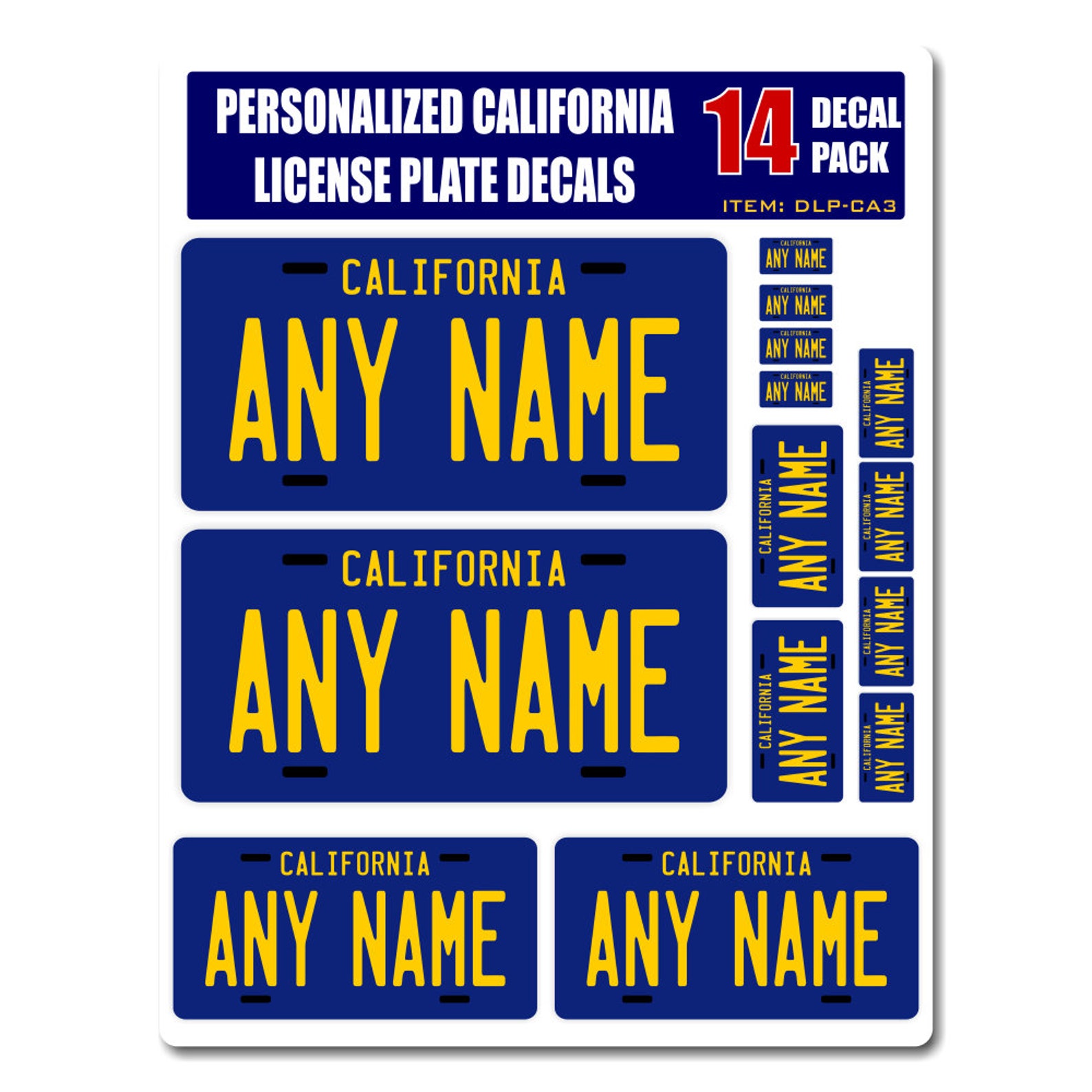 Personalized California License Plate Decals - Stickers Version 3 ...