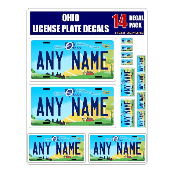 Personalized Ohio License Plate Decals Stickers Version 2 | Etsy