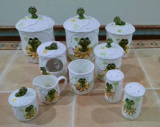 Sears Neil the Frog Canister Set With Creamer Sugar Bowl Salt and ...