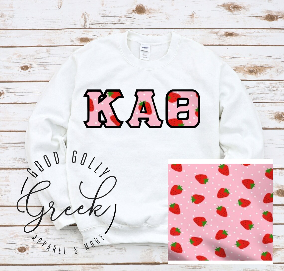 Strawberries Greek Stitch Letters Sorority Apparel - Etsy