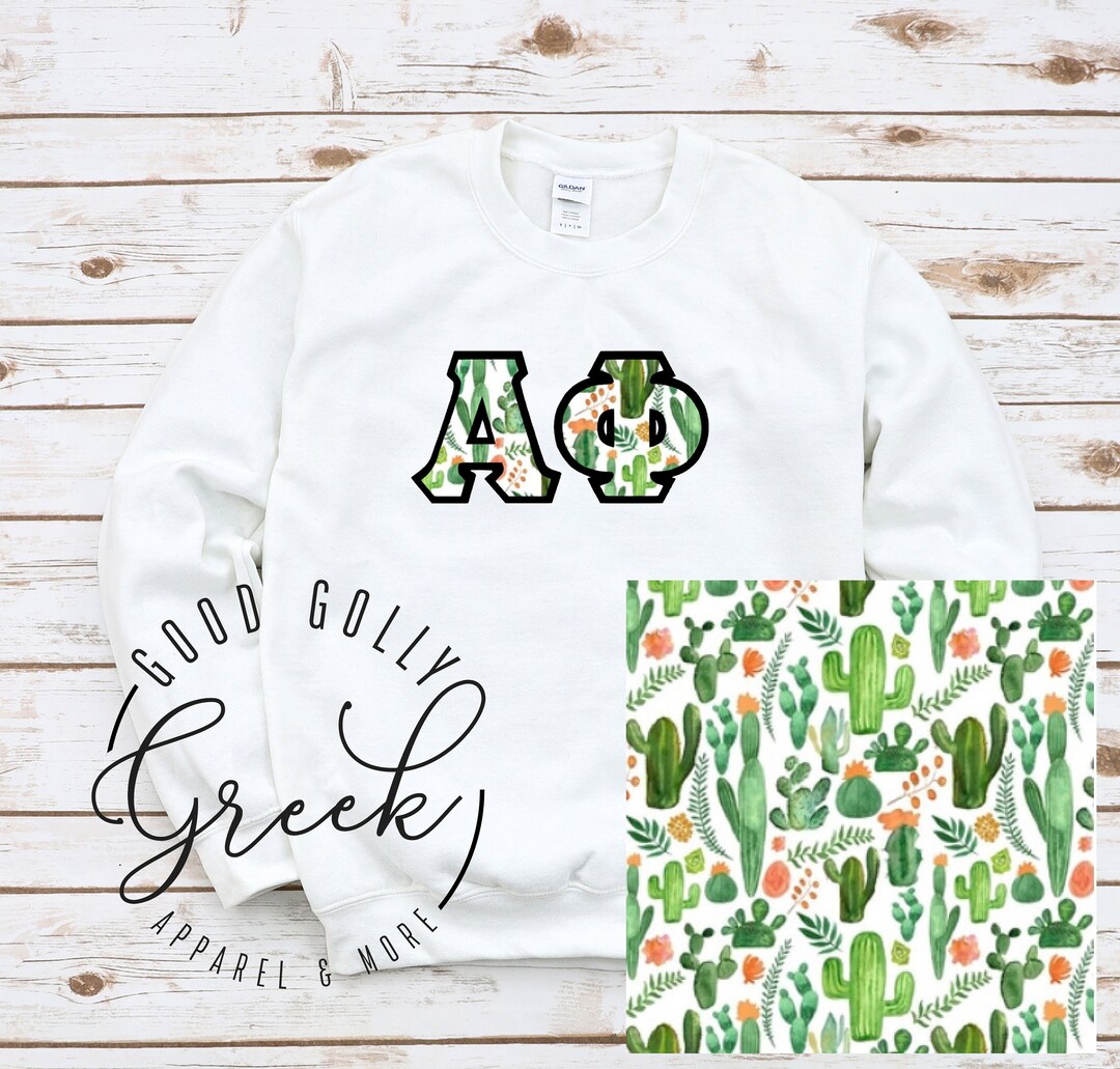 Cactus Watercolor Greek Stitch Letters Sorority Apparel Sorority ...