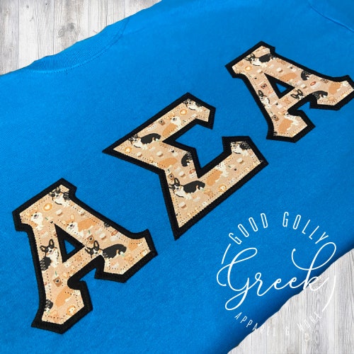 Corgis & Coffee Greek Stitch Letters Sorority Apparel - Etsy