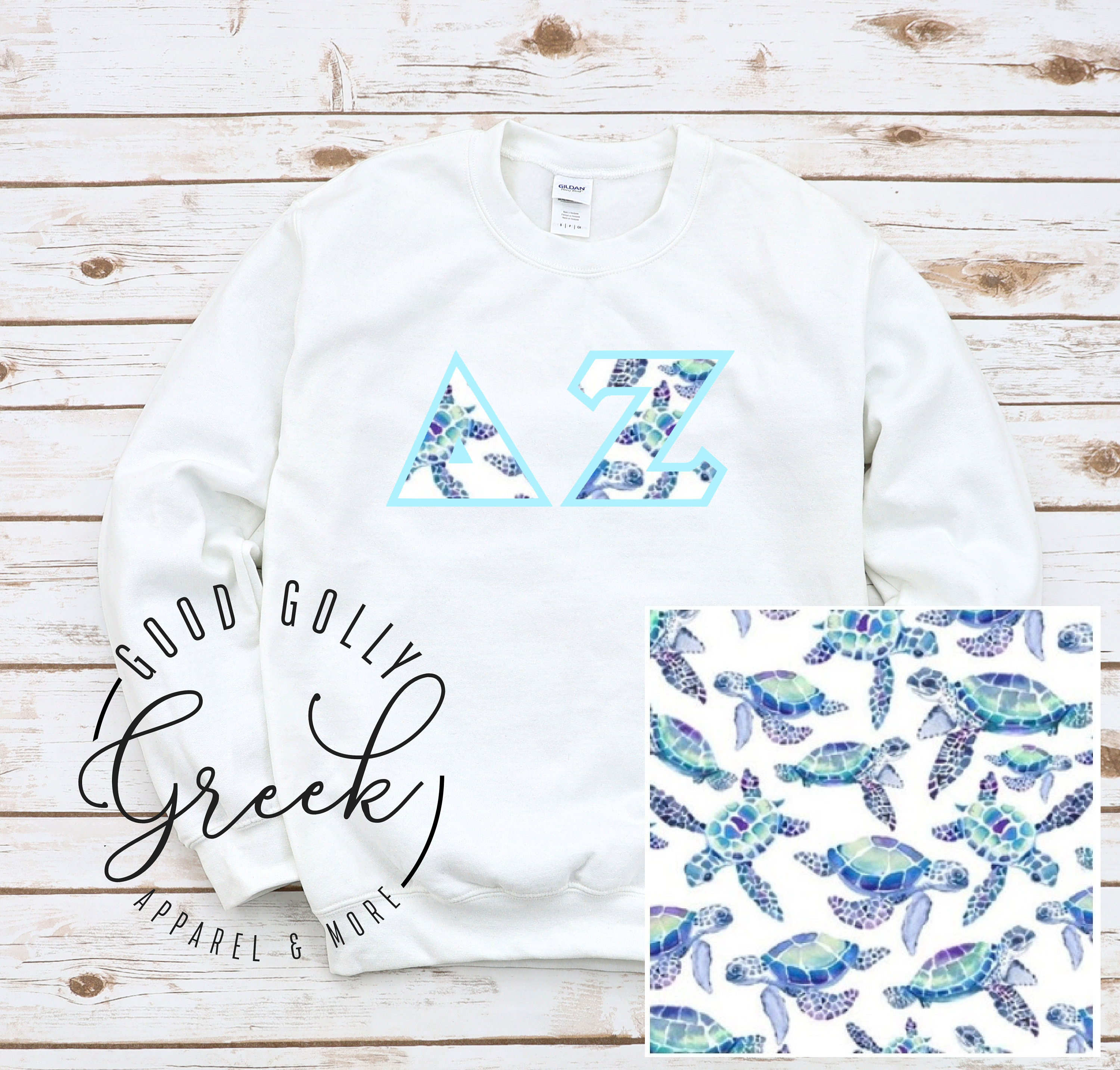 Sea Turtle Greek Stitch Letters Sorority Apparel - Etsy