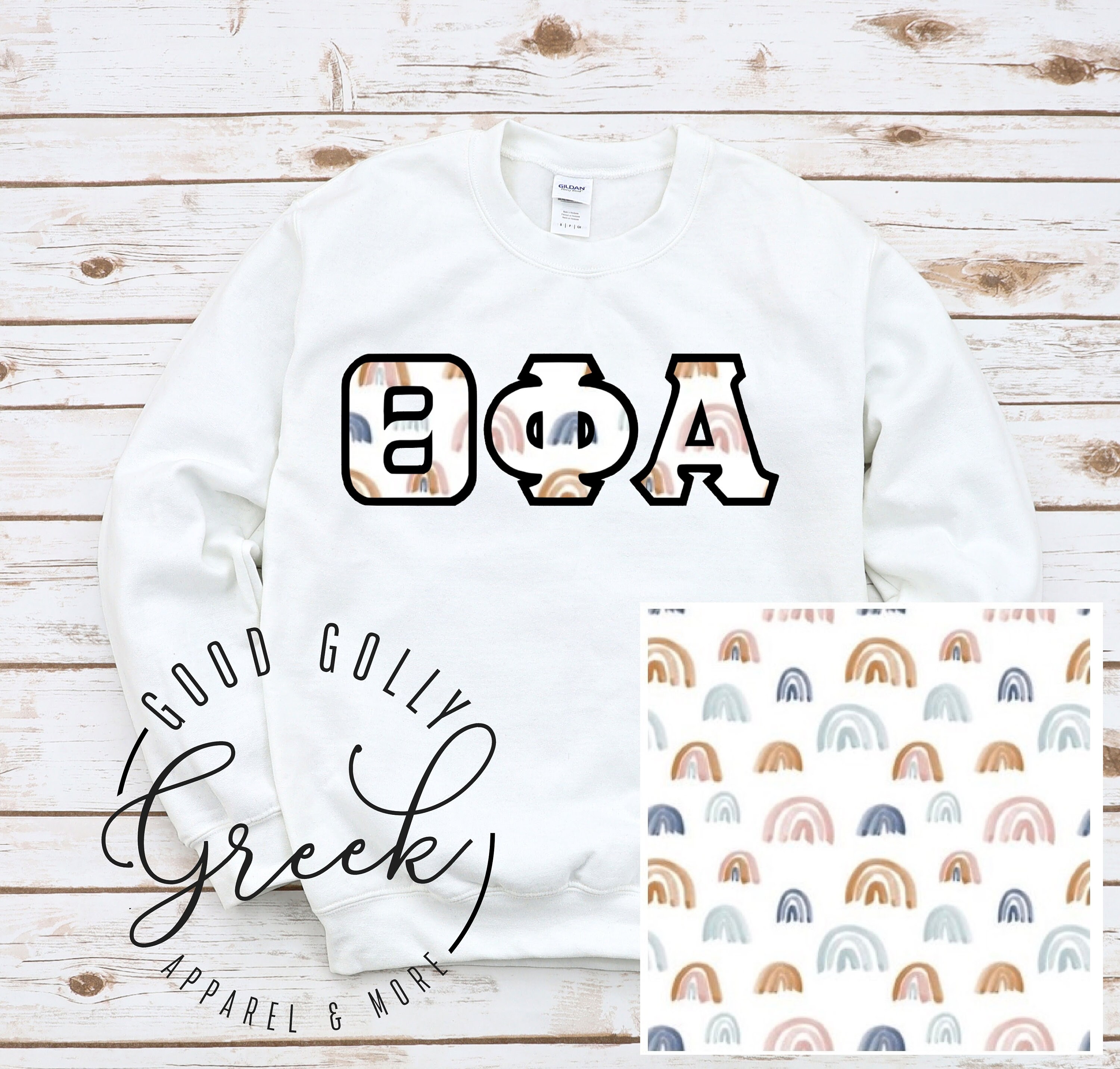 Boho Rainbow Greek Stitch Letters Sorority Apparel - Etsy