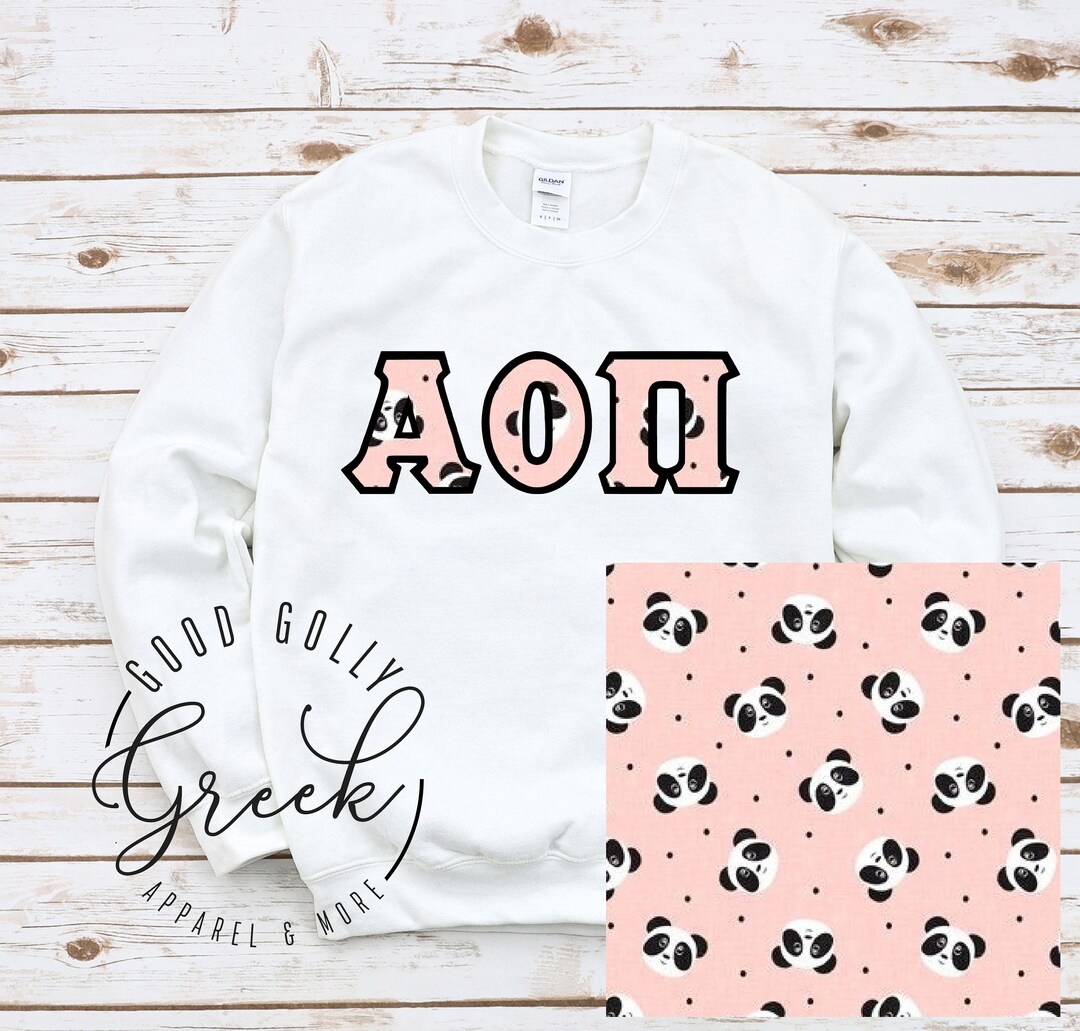 Pink Pandas Greek Stitch Letters - Sorority Apparel - Sorority ...