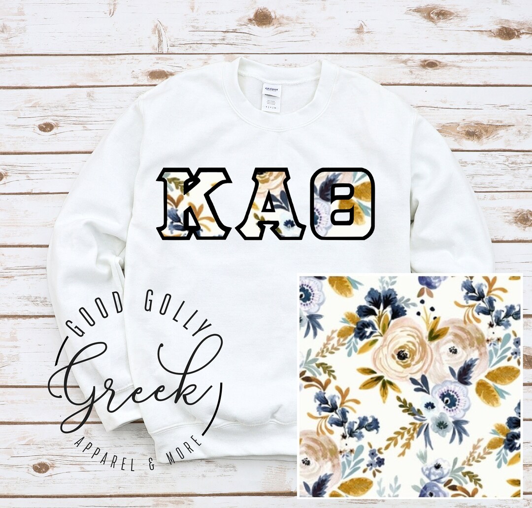 Victoria Floral Greek Stitch Letters - Sorority Apparel - Sorority ...