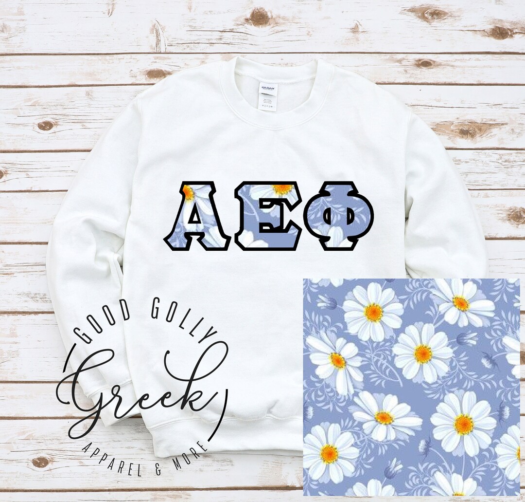 Summer Daisy Greek Stitch Letters Sorority Apparel Sorority Sweatshirt ...
