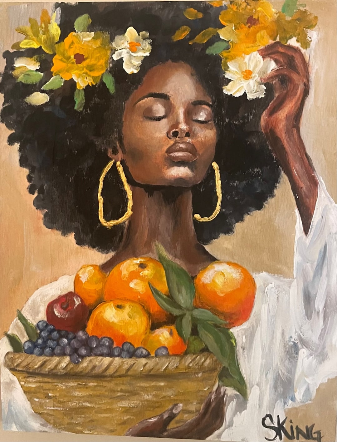 Original Artwork by Summer King, "bountiful" 9" X12" Artwork, Black Art ...
