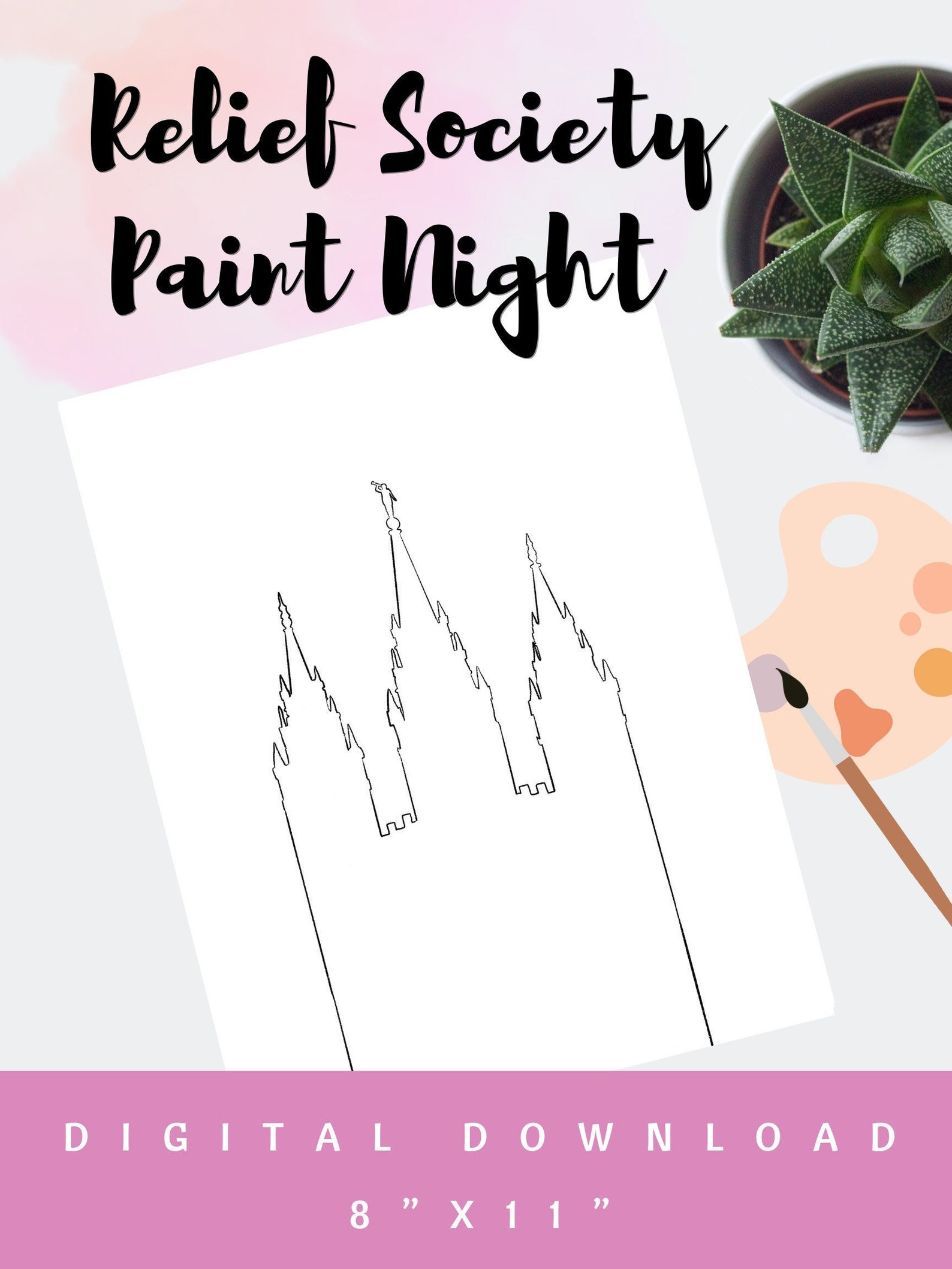 Modern Temple Art Relief Society Paint Night Young Women - Etsy