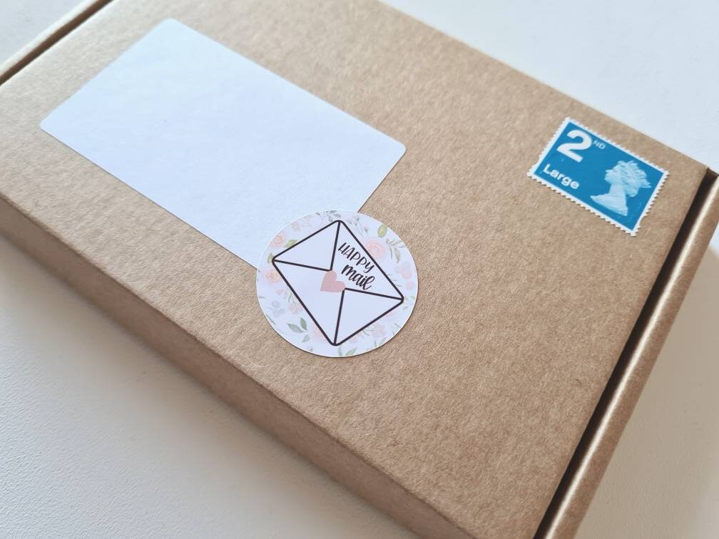 24x Weatherproof Happy Mail Sticker Postal Stickers Rounds - Etsy UK