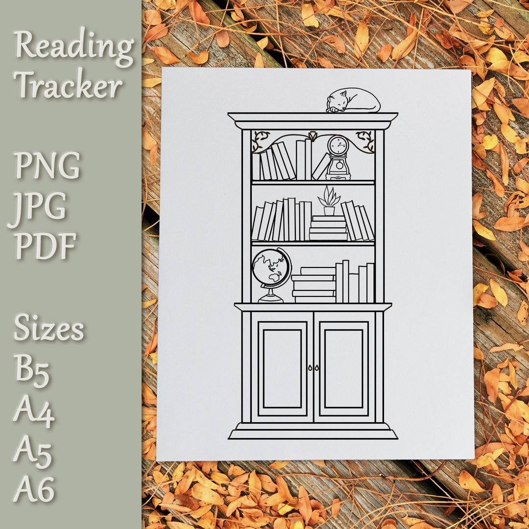 Bullet Journal Book Tracker, Reading Tracker, Old Bookshelf Template ...