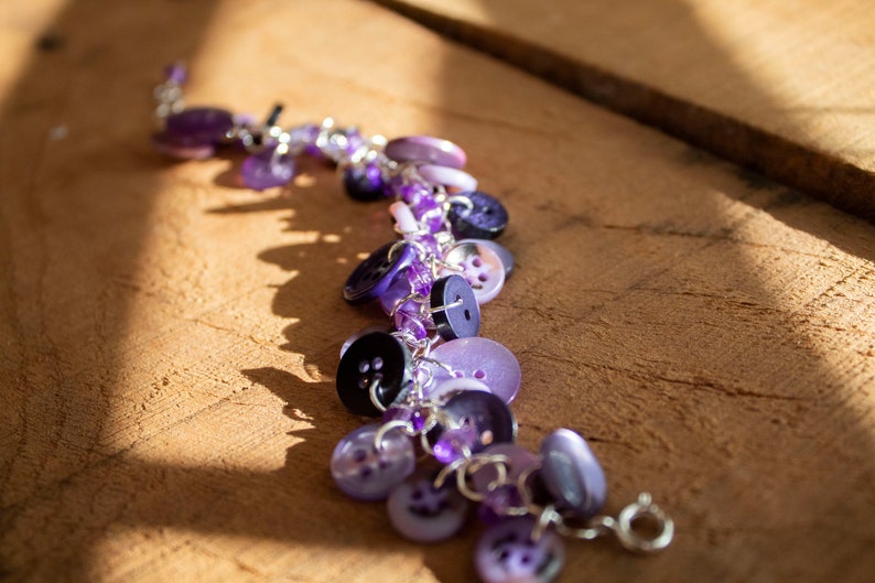 Purple Button Charm Bracelet - Etsy