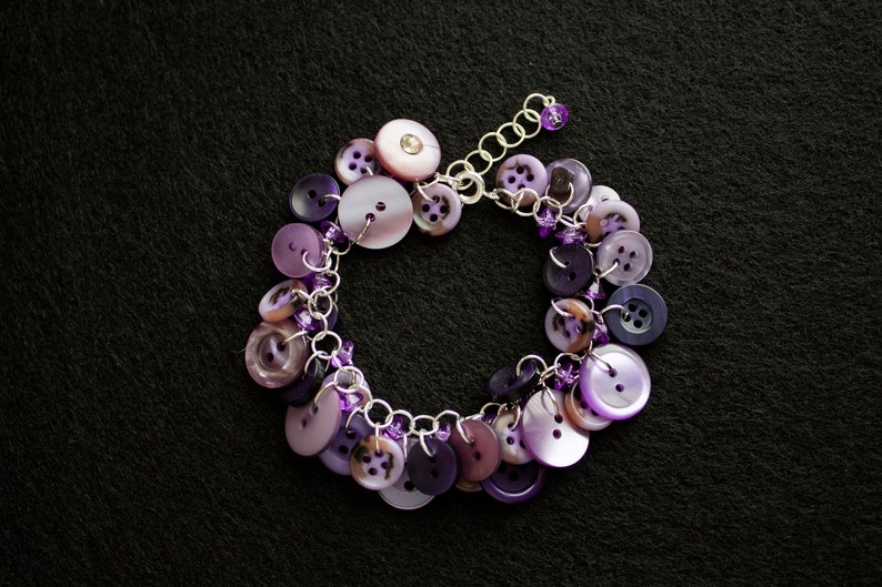 Purple Button Charm Bracelet - Etsy