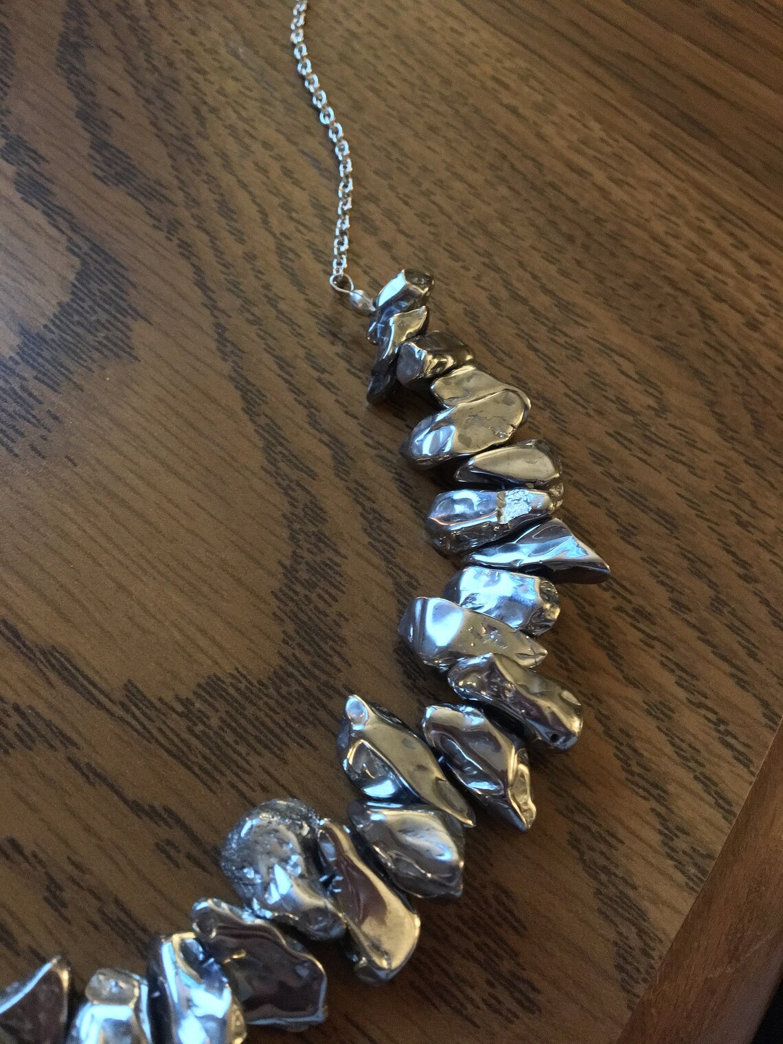 Silver Nugget Metallic Necklace - Etsy