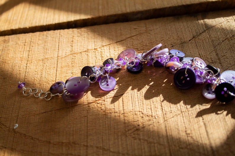 Purple Button Charm Bracelet - Etsy