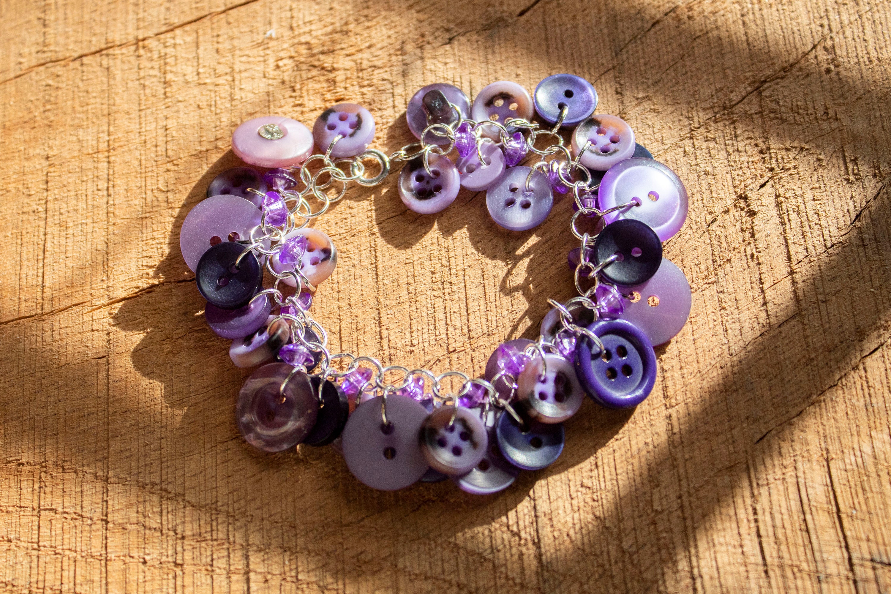 Purple Button Charm Bracelet - Etsy