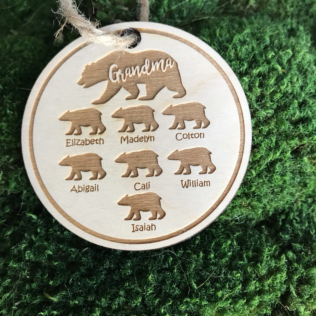 Momma Bear & Cubs Personalized Engraved Wood Ornament,holiday ...