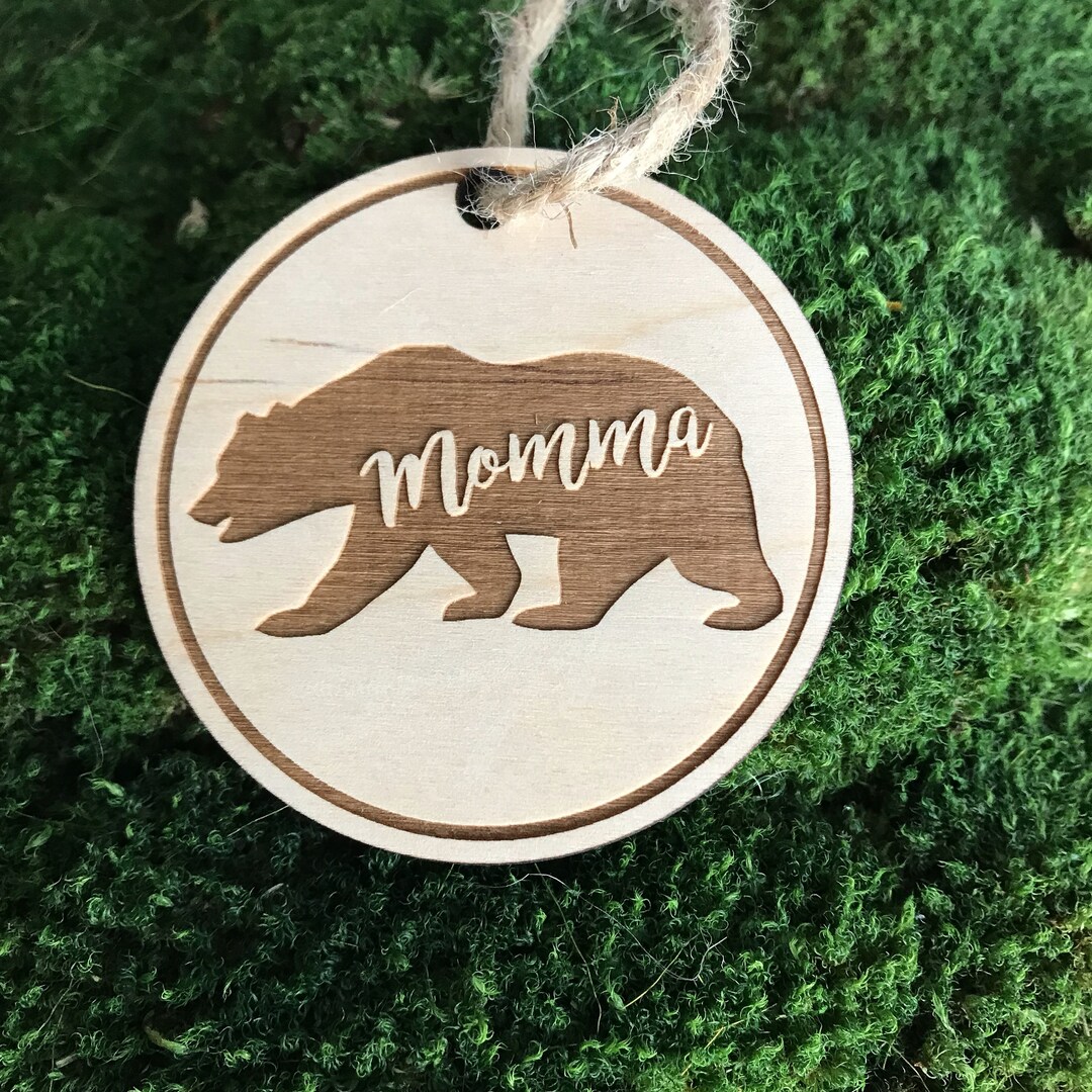 Bear With Name Engraved Wood Ornament,holiday , Christmas Ornament ...