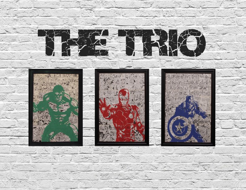 AVENGERS TRIO: Hulk Ironman & Captain America Canvas 36 | Etsy