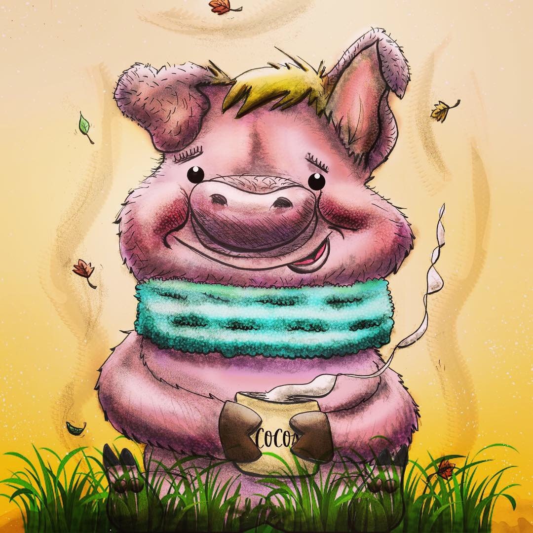 Cochon à boire coco, automne, Piggie, porcelet, bébé, pépinière, Kid ...