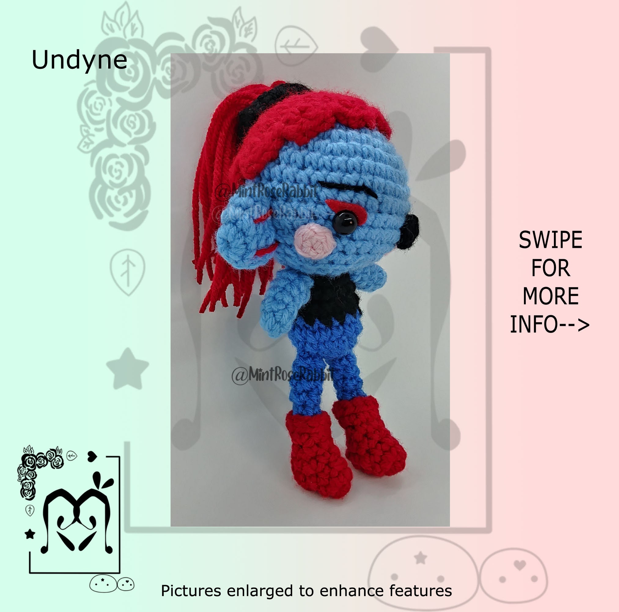 Undertale Undyne Amigurumi Undyne Undertale Plush Undertale - Etsy Canada