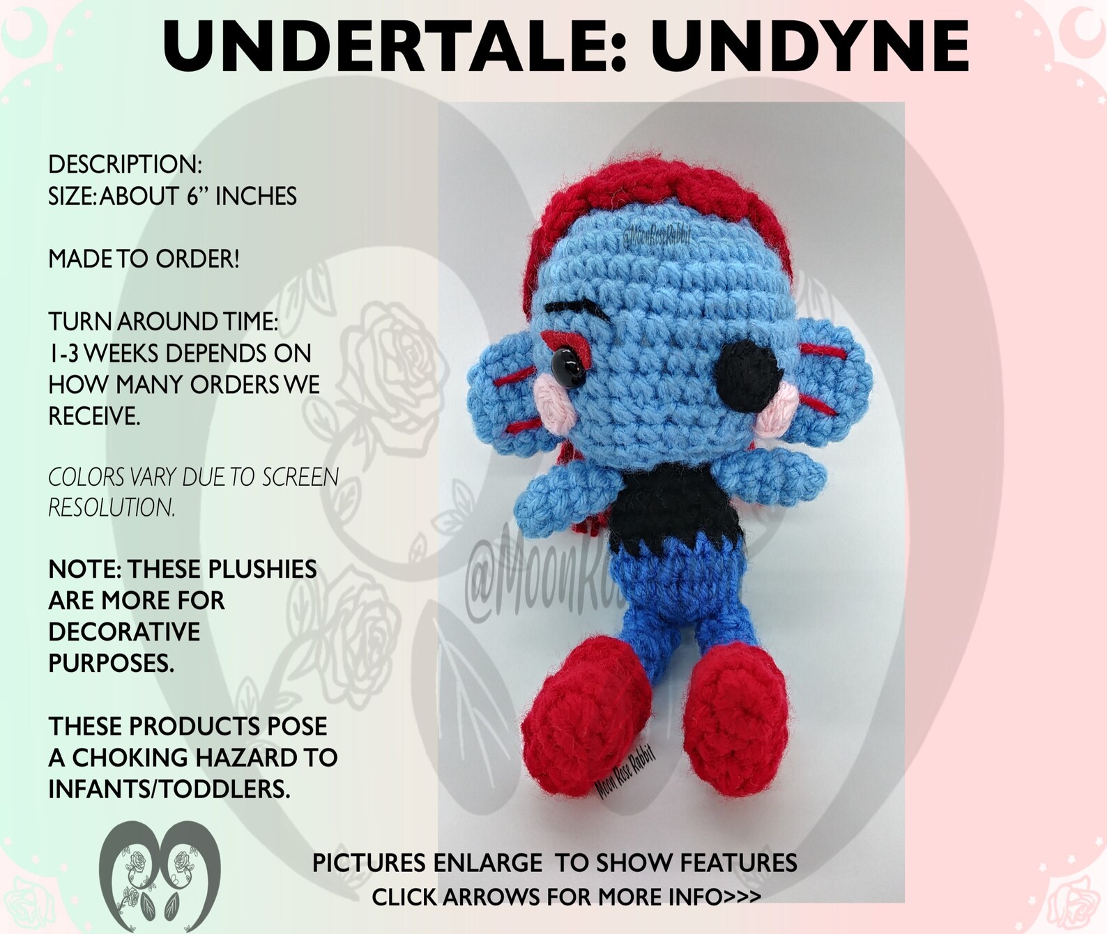 Undertale Undyne Amigurumi, Undyne, Undertale Plush, Undertale ...
