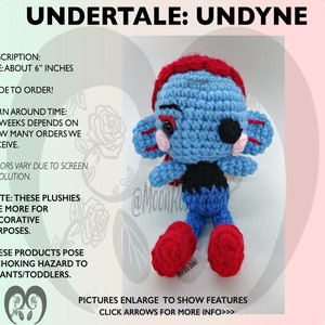 Undertale Undyne Amigurumi Handmade Plush Toy Made to Order - Etsy