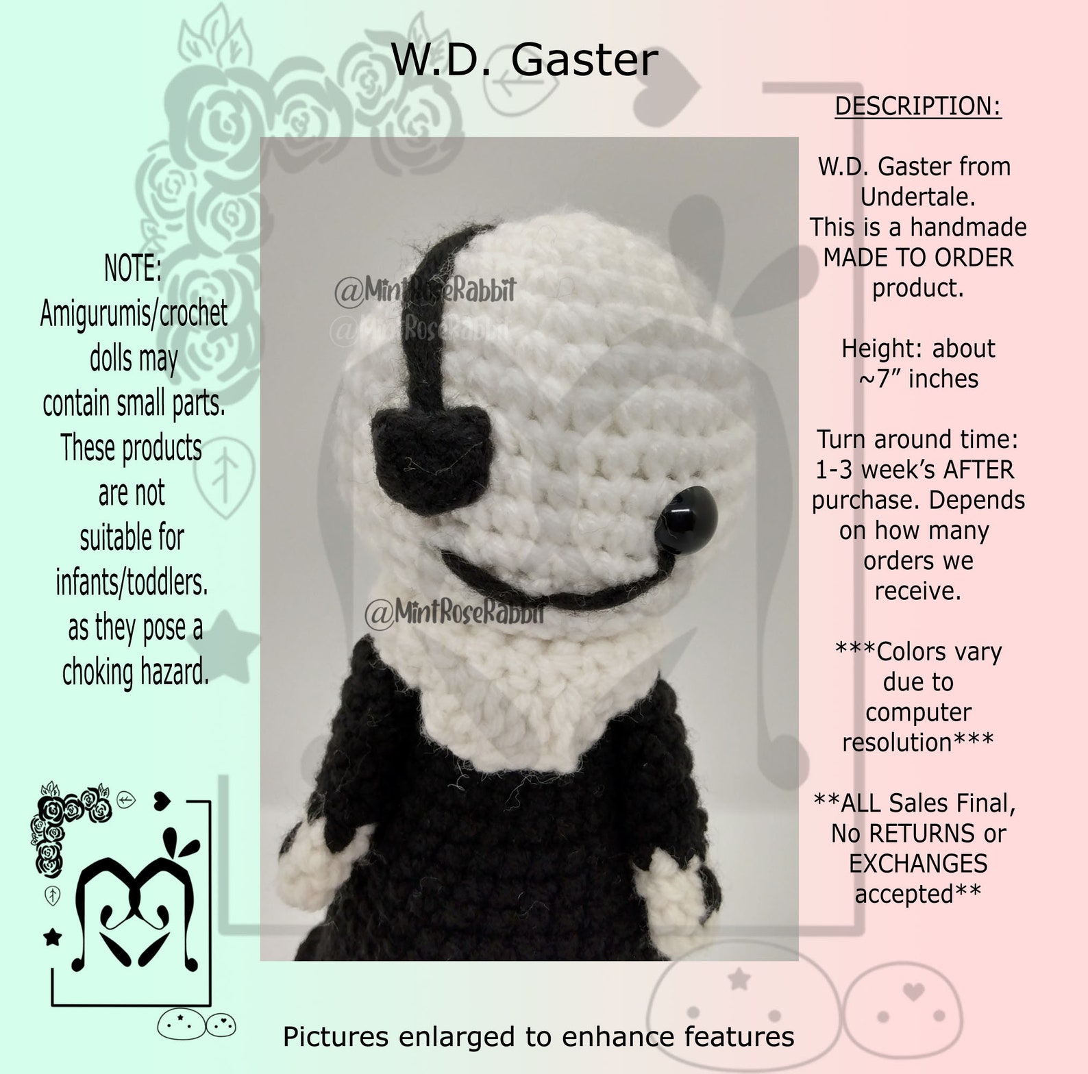 Undertale W.D. Gaster Amigurumi Undertale Plush Undertale | Etsy