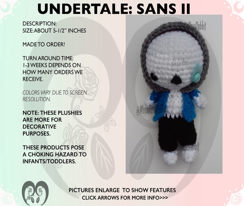 Undertale Sans Version 2 Amigurumi Plush, Made to Order - Etsy