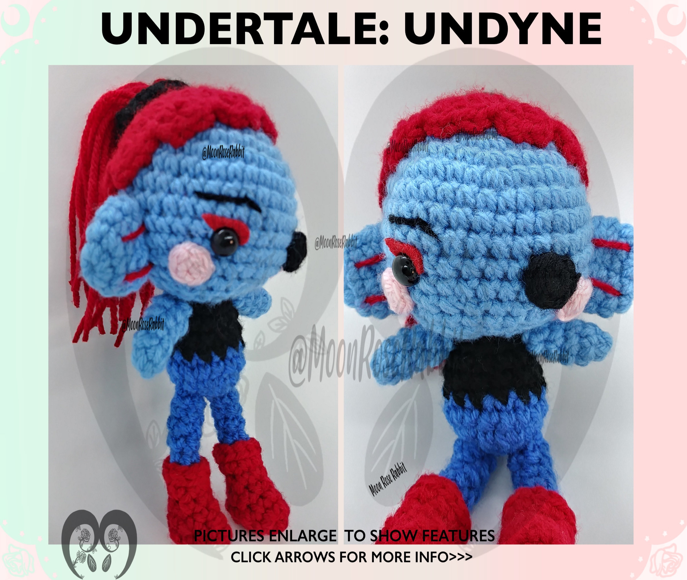 Undertale Undyne Amigurumi, Undyne, Undertale Plush, Undertale ...