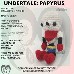 Undertale Papyrus Amigurumi Plush Made to Order - Etsy