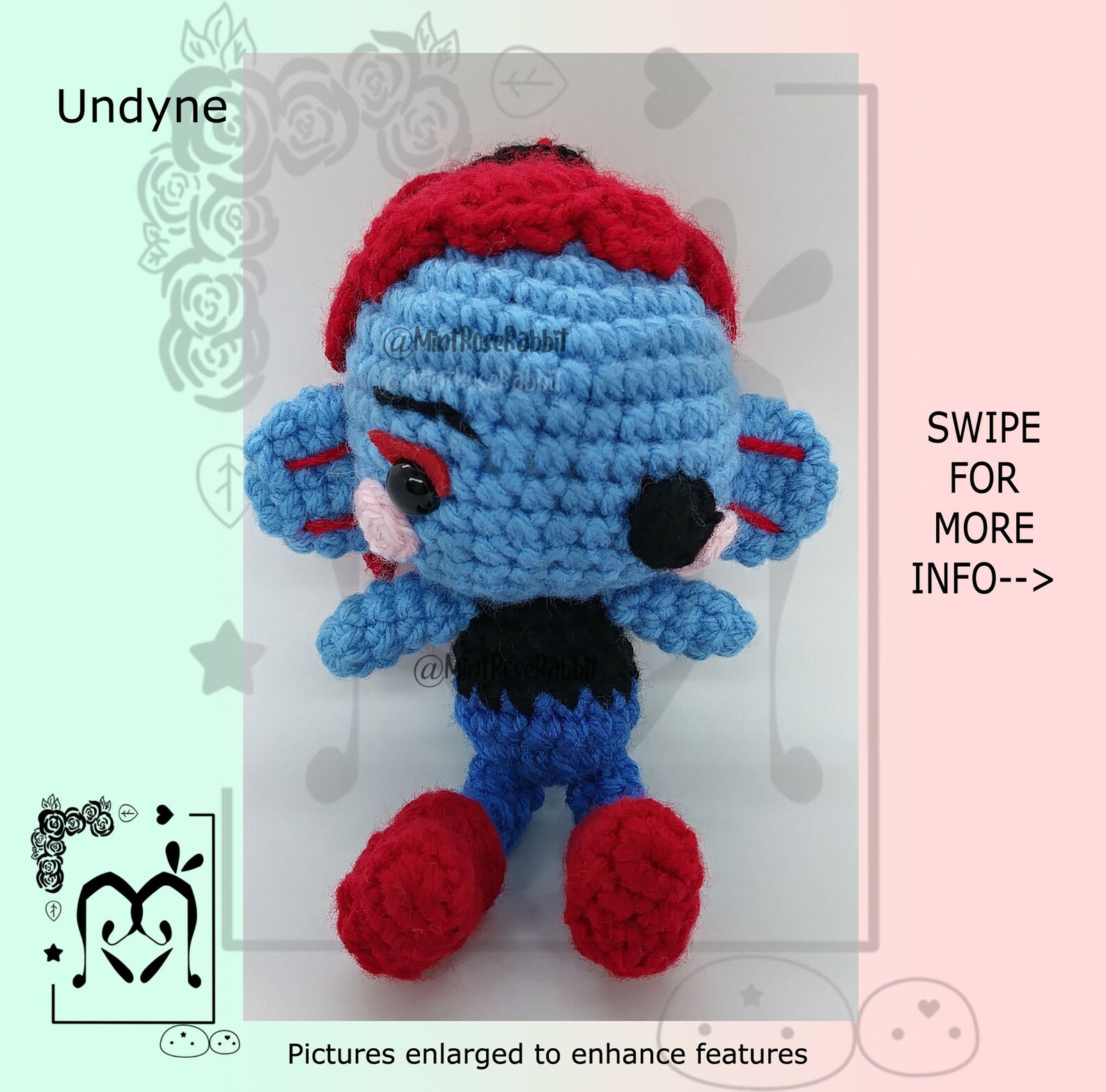 Undertale Undyne Amigurumi Undyne Undertale Plush Undertale - Etsy Canada