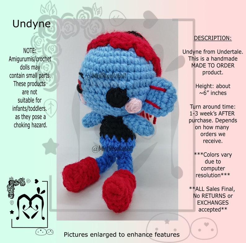 Undertale Undyne Amigurumi Undyne Undertale Plush Undertale - Etsy Canada