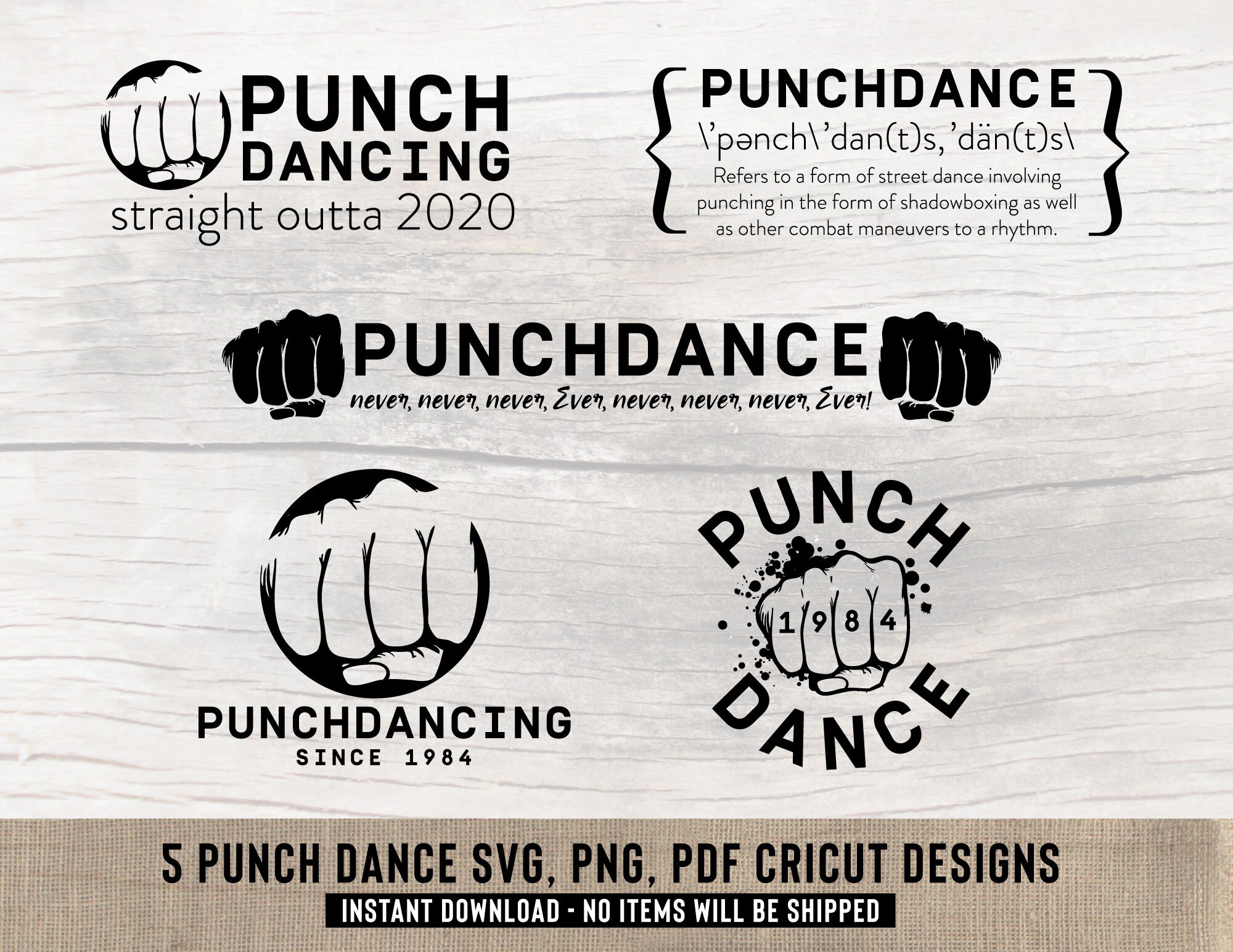 Punch Dance SVG Cut Files for Cricut, Glowforge & DIY Crafts, Tees ...