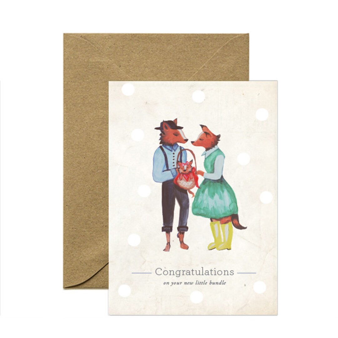Fox Family - Congratulations Card (small) - Etsy