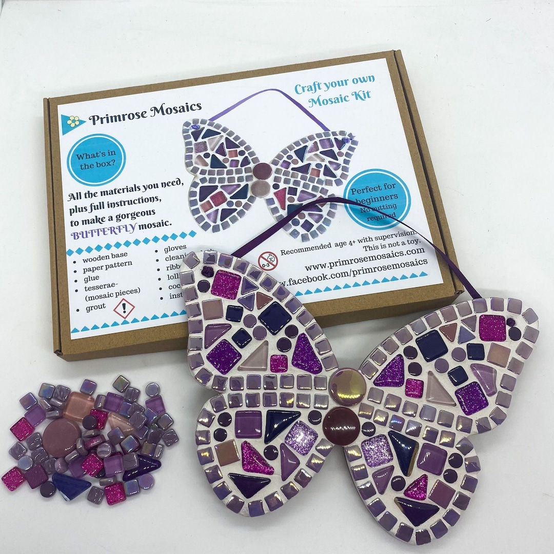 Mosaic Craft Kit, Pink Purple Butterfly, Gift for Kids / Adults, Make ...
