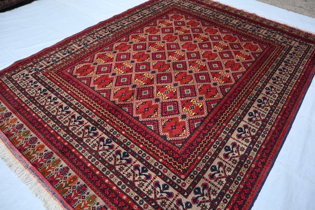 7x9 Tribal Area Rug Handmade Afghan Rug Afghan Vintage Oriental Rug ...