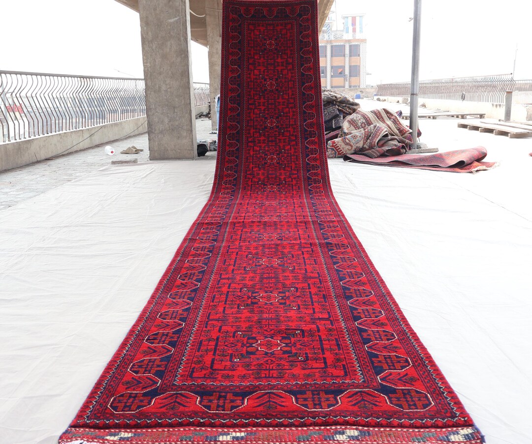 16 Ft Runner Rug 2'9x16'4 Ft Afghan Tribal Bukhara Rug, Handmade Wool ...