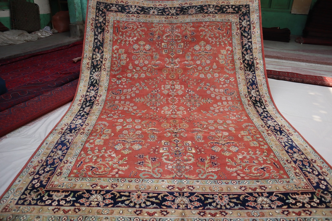 8x11 Antique Bidjar Area Rug, Rusty Orange Vintage Turkish Floral Design Rug, Afghan Handmade ...
