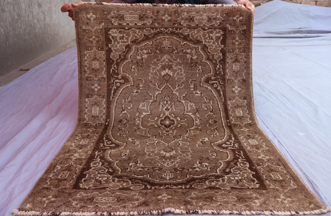 Antique Terracotta Brown Rug 2'6x3'4 Ft Afghan Geometric Baluchi Rug ...