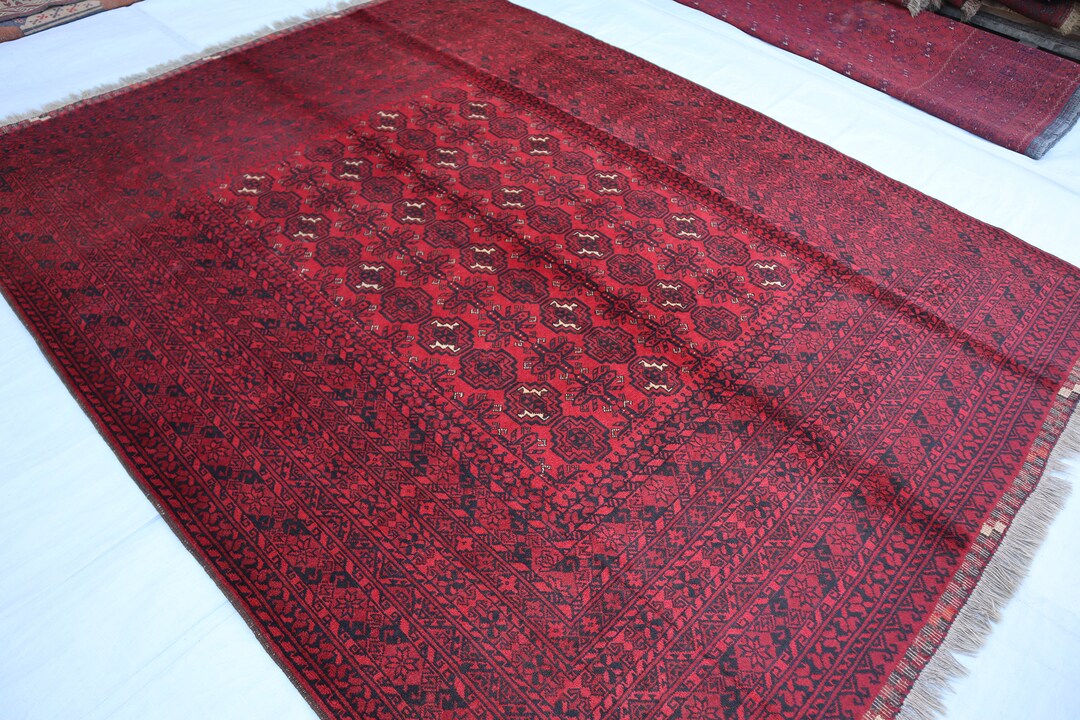 Antique Turkmen Tekke Rug, 6'9x8'8 Ft Afghan Vintage Rug, Authentic ...