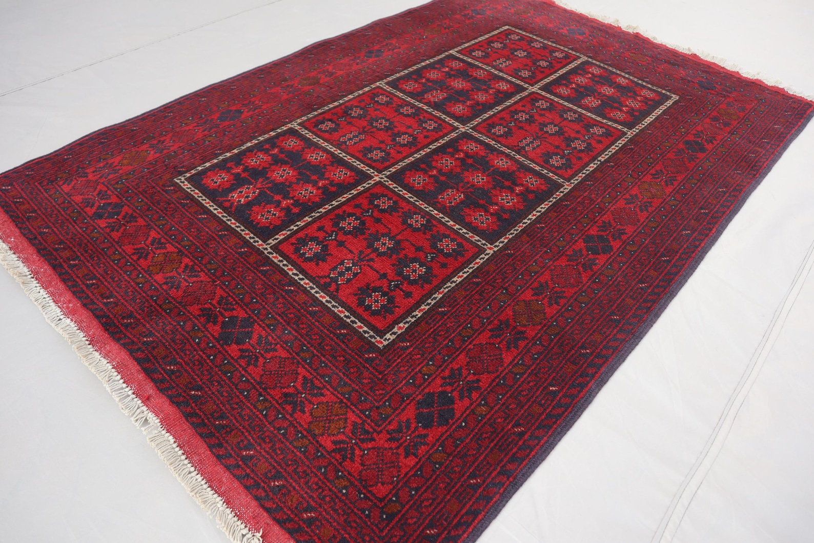 3x5 Red Afghan Rug - Turkmen Handmade Wool Area Rug - Oriental Vintage ...