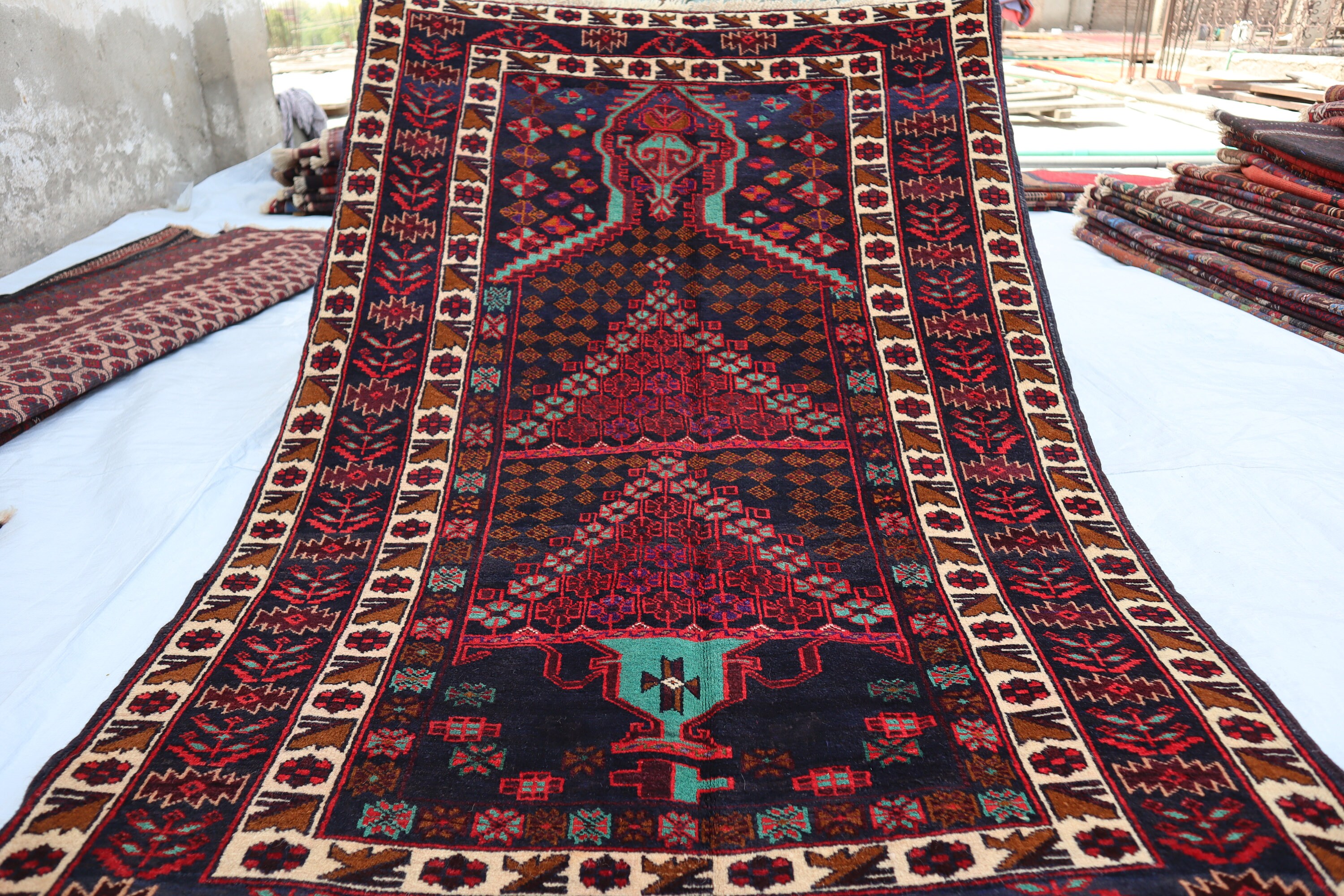 Antique Prayer Rug, 3x5 Ft High Pile Vintage Rug, Handmade Wool Rug ...