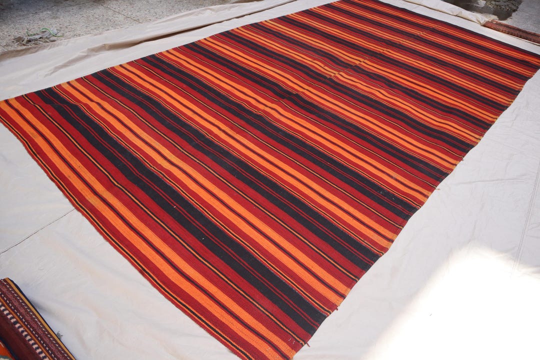 6x12 Large Striped Kilim Rug, Orange Vintage Rug, Afghan Handmade ...