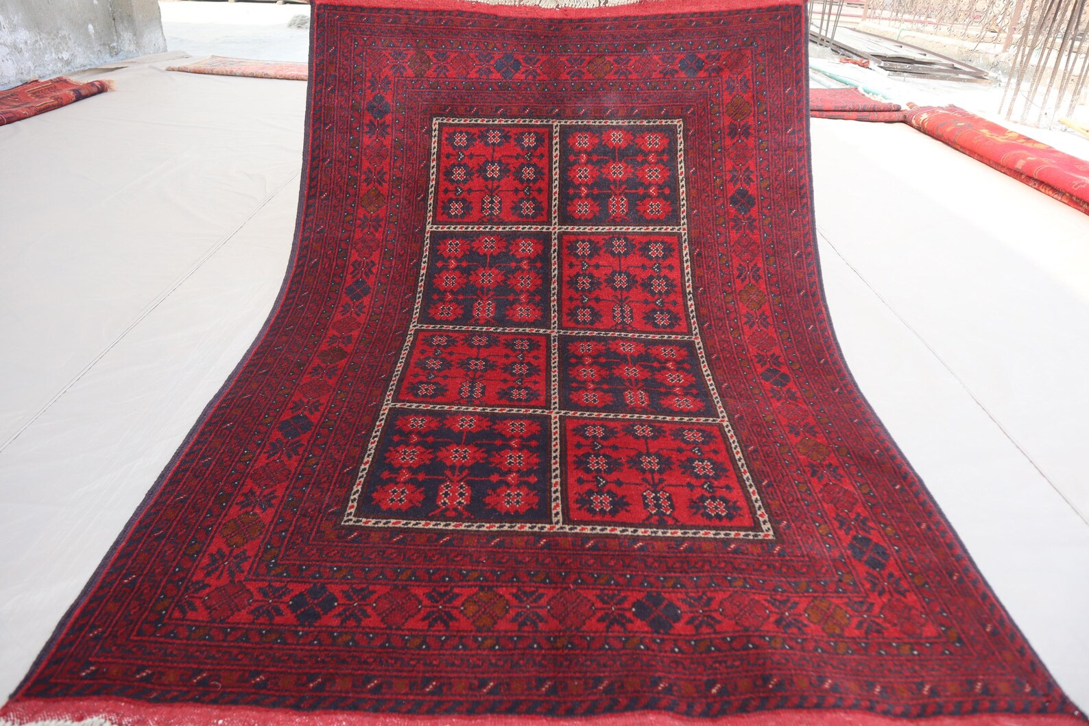 3x5 Red Afghan Rug - Turkmen Handmade Wool Area Rug - Oriental Vintage ...
