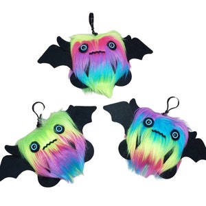 Neon Rainbow Floof Monster Keychain/plush Clip/plush Keychain - Etsy